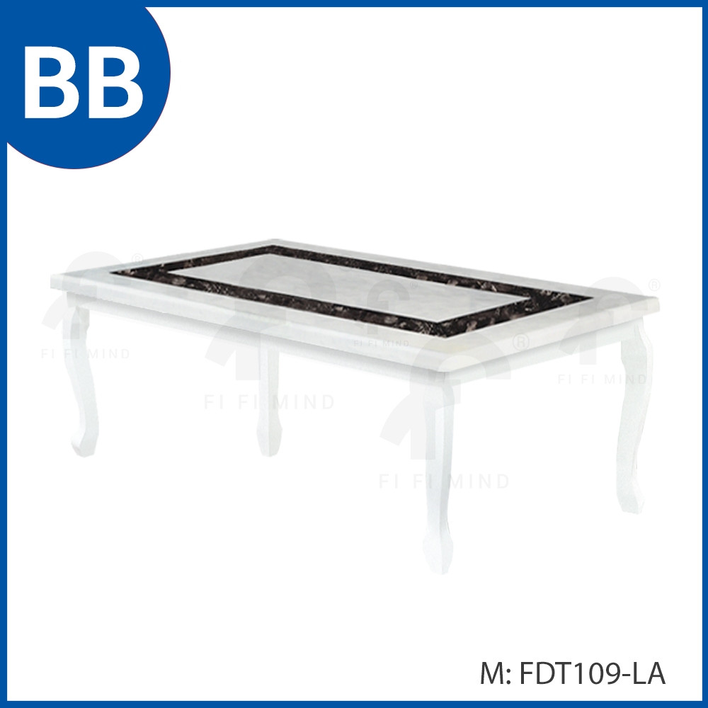 Loane Marble Dining Table with Solid Rubberwood Leg - Fi Fi Mind Trading