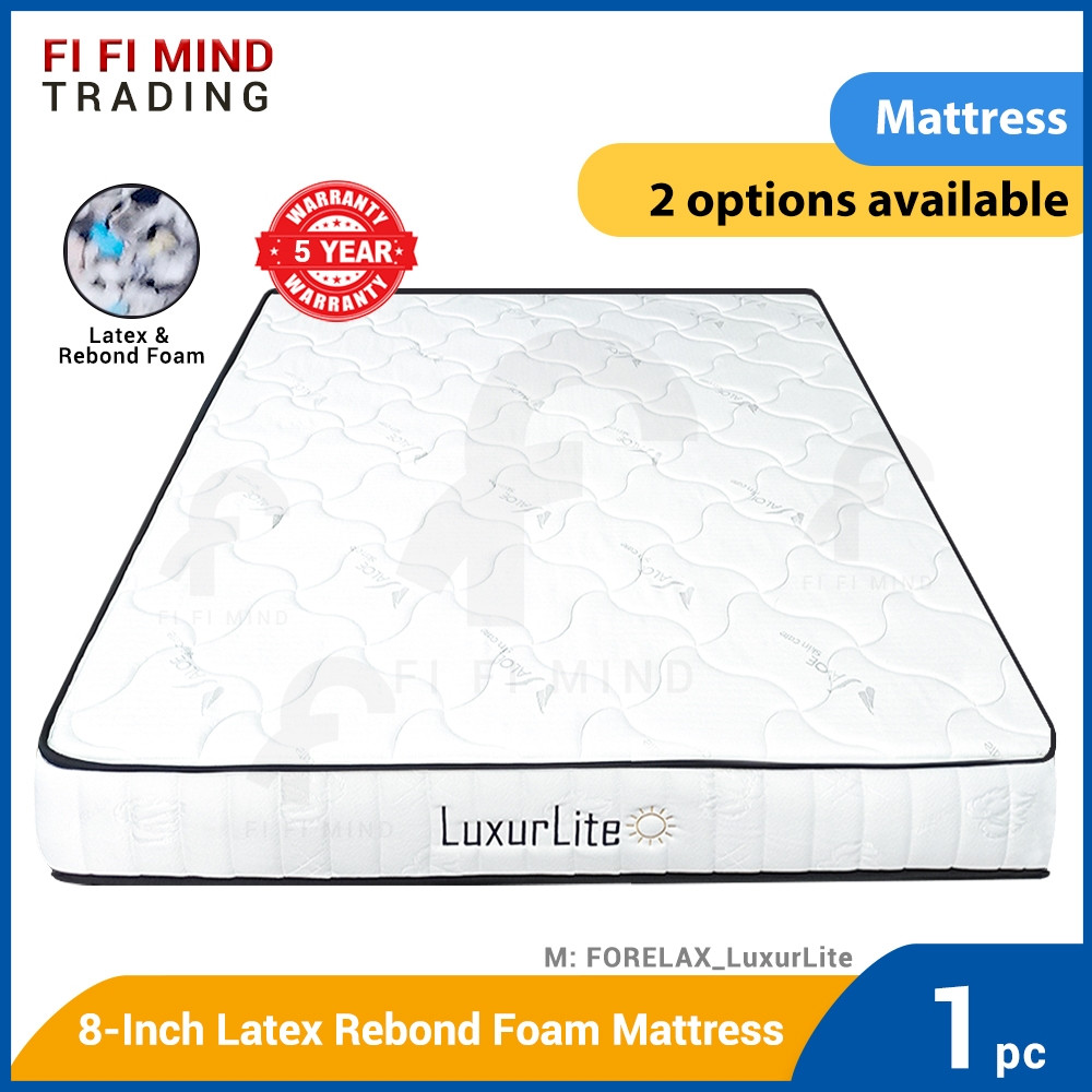 ForeLax LuxurLite 8 Inches Rebonded Foam Latex Mattress Single Queen ...